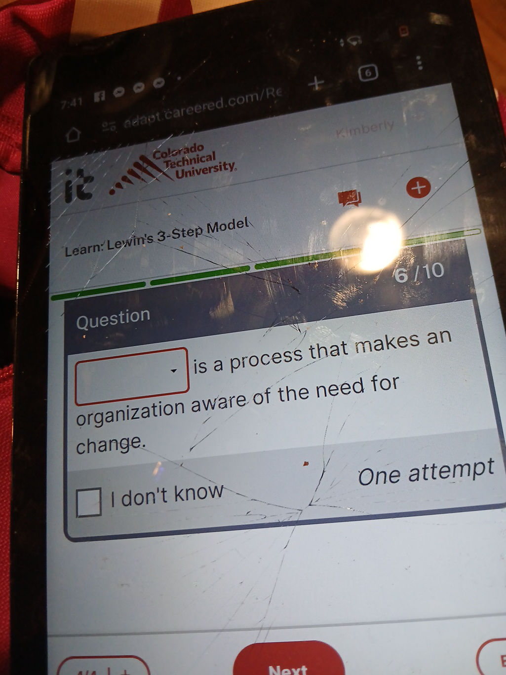 Learn: Lewin's 3-Step Model Question | StudyX