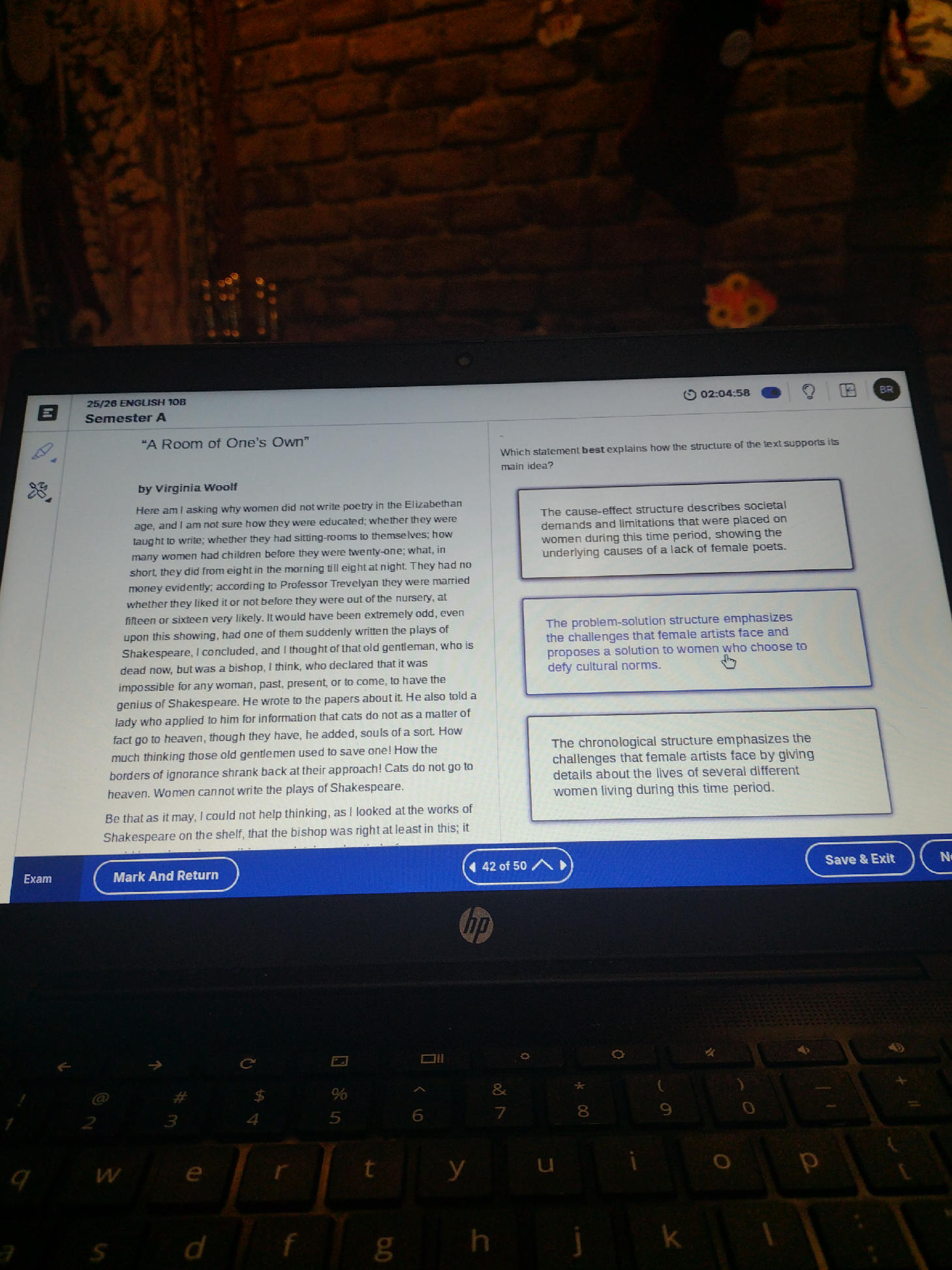 Read the excerpt from “A Room of One’s Own” | StudyX