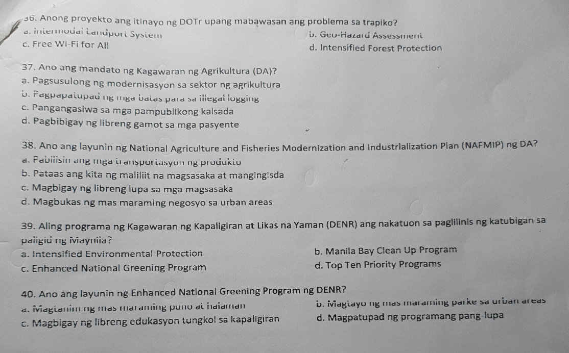 40. Ano ang layunin ng Enhanced National | StudyX