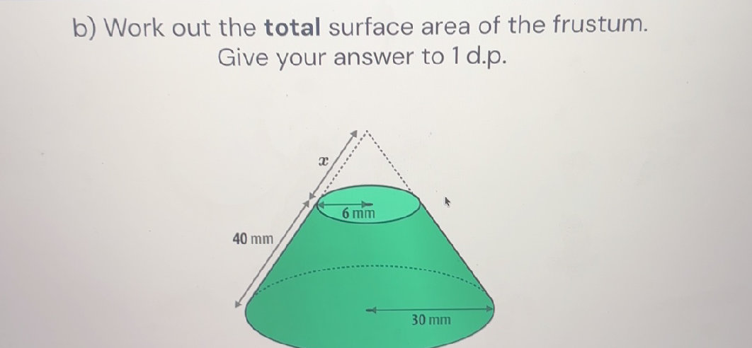 b) Work out the total surface area of the | StudyX