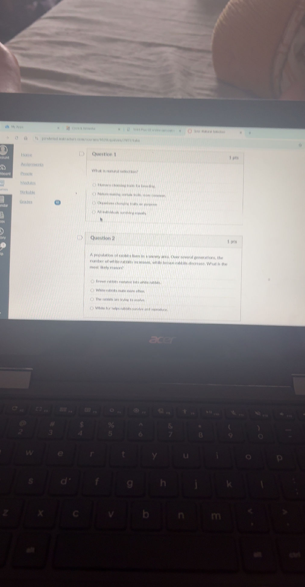 Question 1 What is natural selection? | StudyX