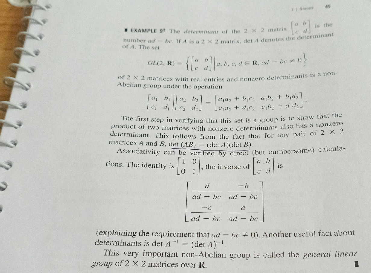 EXAMPLE 9 The determinant of the $2 2$ | StudyX