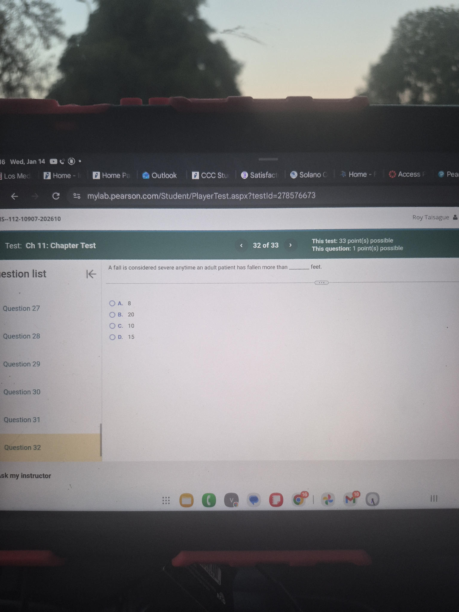 A fall is considered severe anytime an adult | StudyX