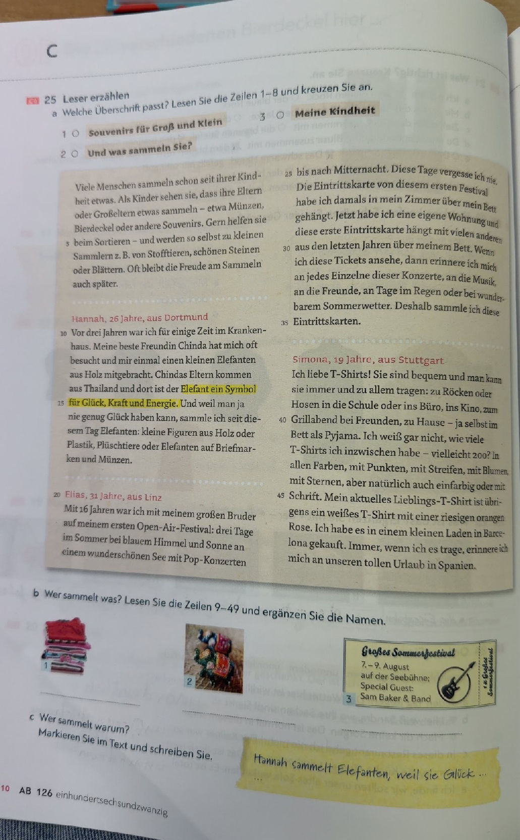 b Wer sammelt was? Lesen Sie die Zeilen 9–49 | StudyX