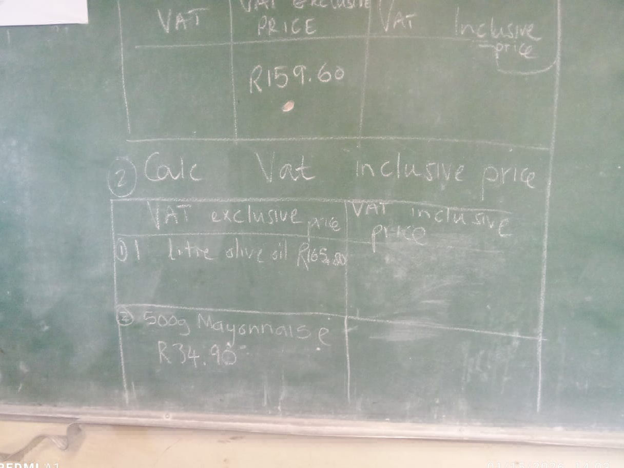 Calc Vat inclusive price VAT exclusive 1 | StudyX