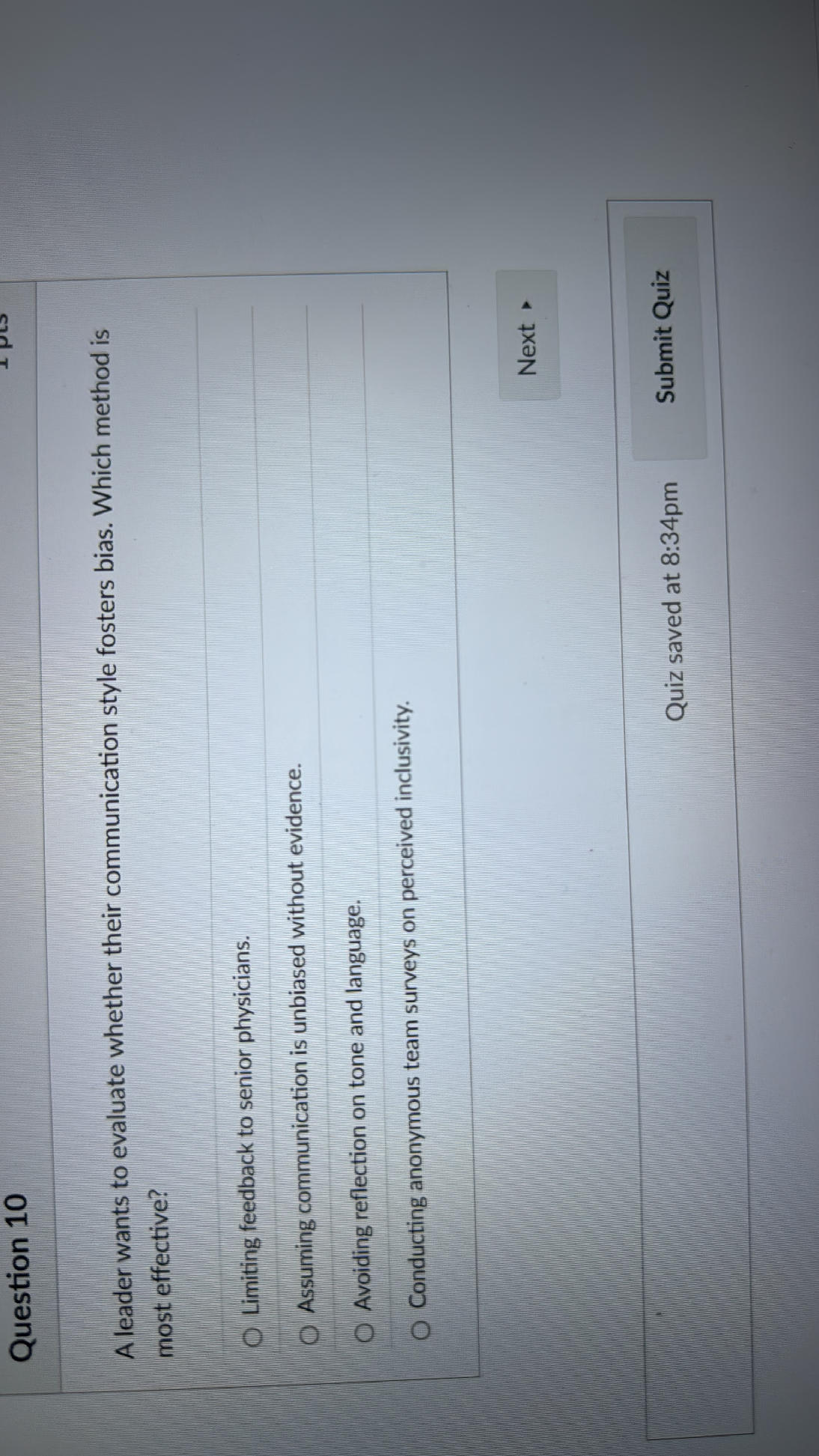 A leader wants to evaluate whether their | StudyX