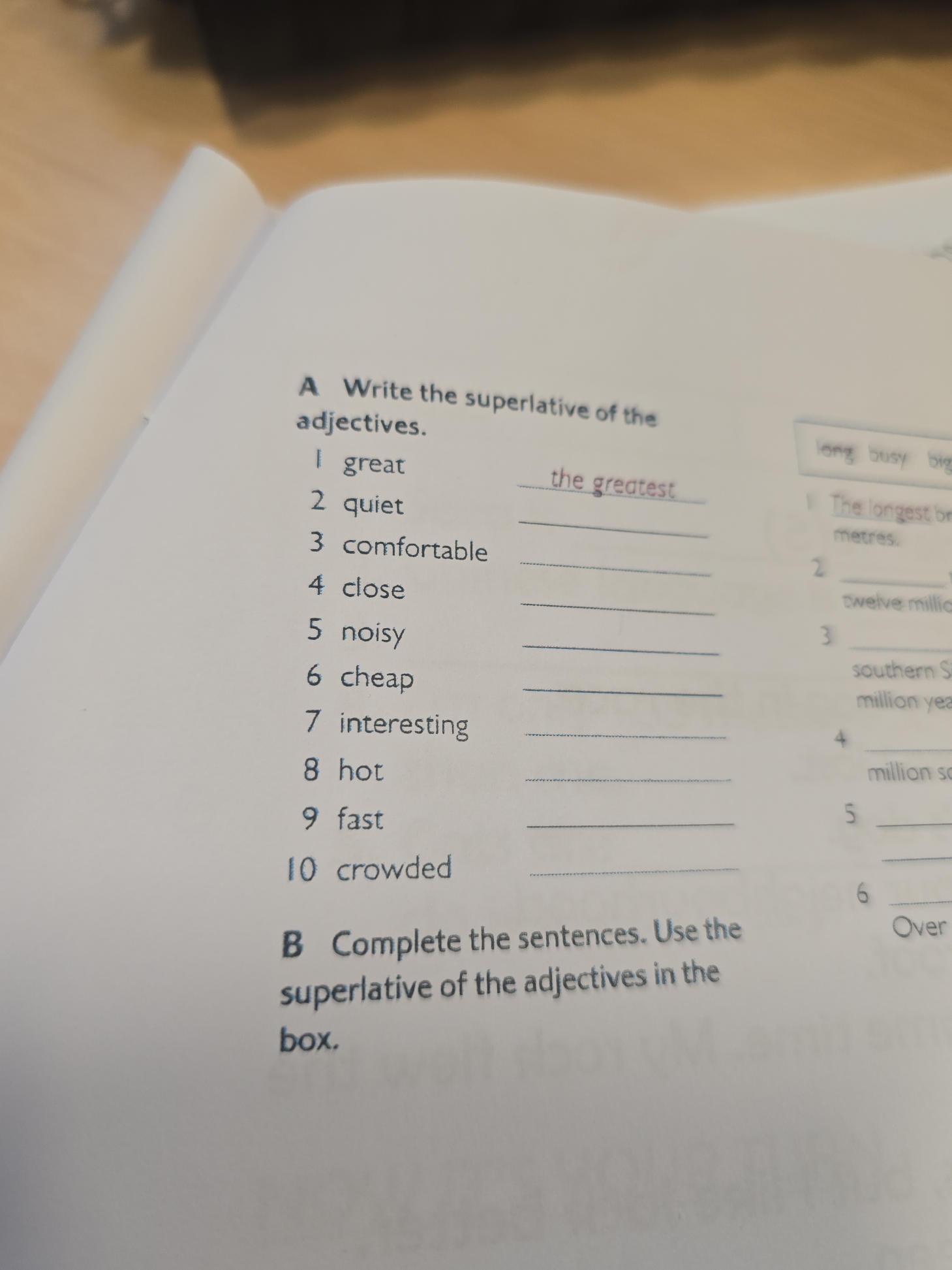 A Write the superlative of the adjectives. 1 | StudyX