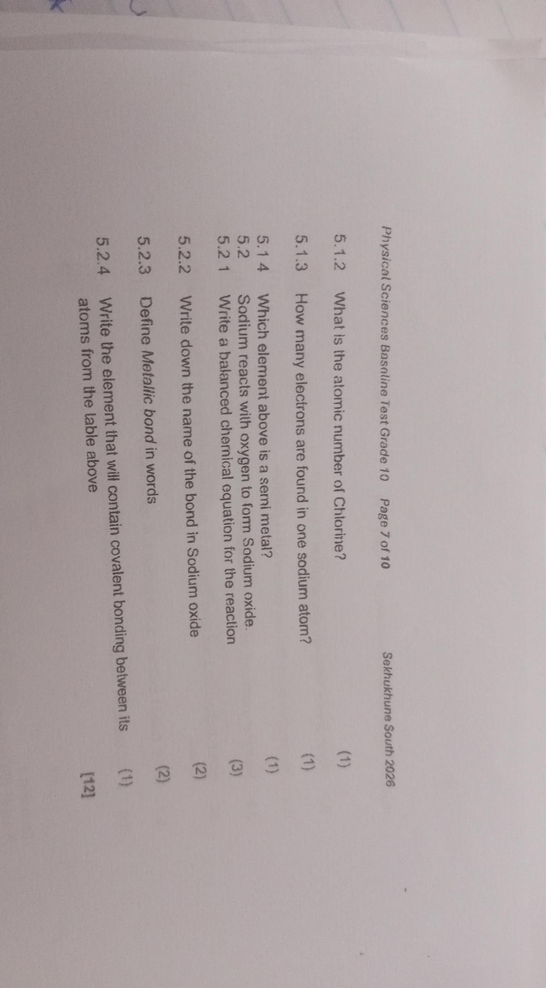 5.1.2 What is the atomic number of Chlorine? | StudyX