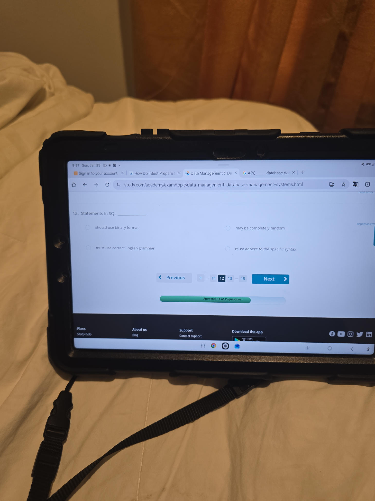12. Statements in SQL ________ should use | StudyX