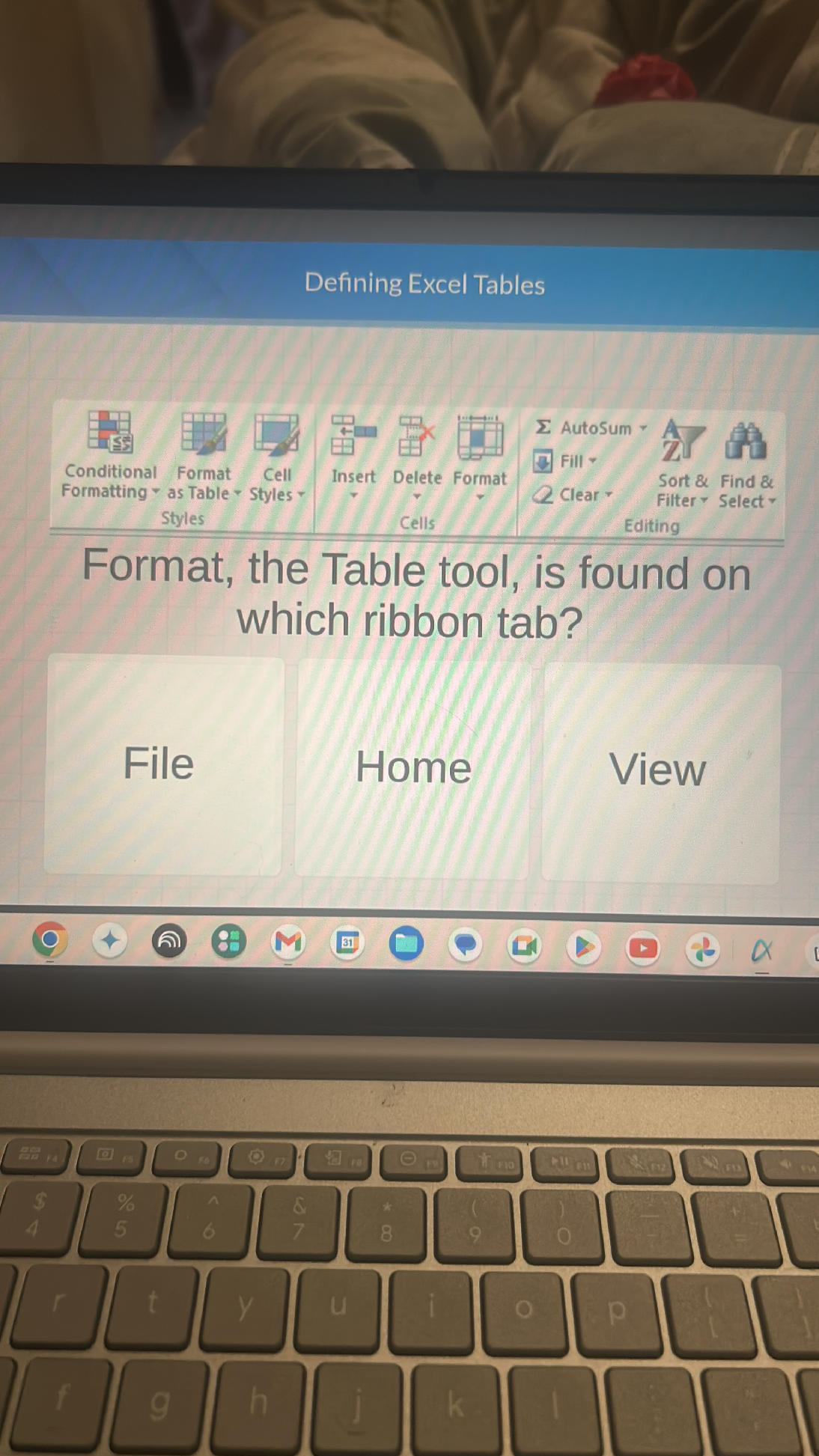 Defining Excel Tables Format, the Table | StudyX