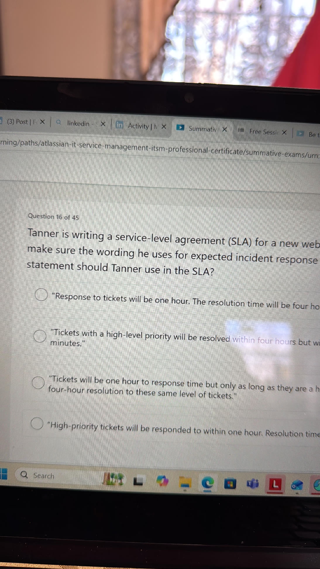 Question 16 of 45 Tanner is writing a | StudyX