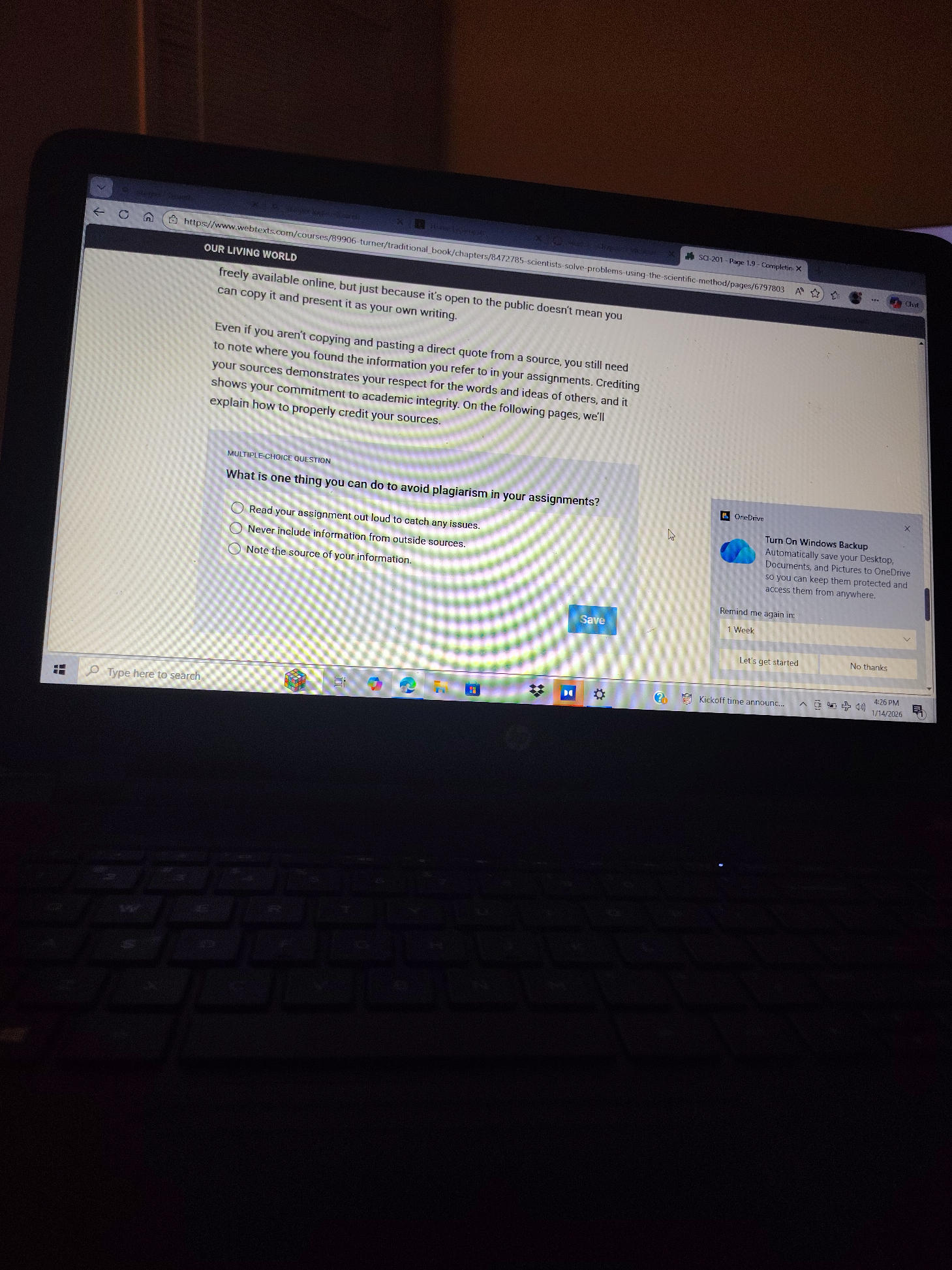 OUR LIVING WORLD freely available online, | StudyX