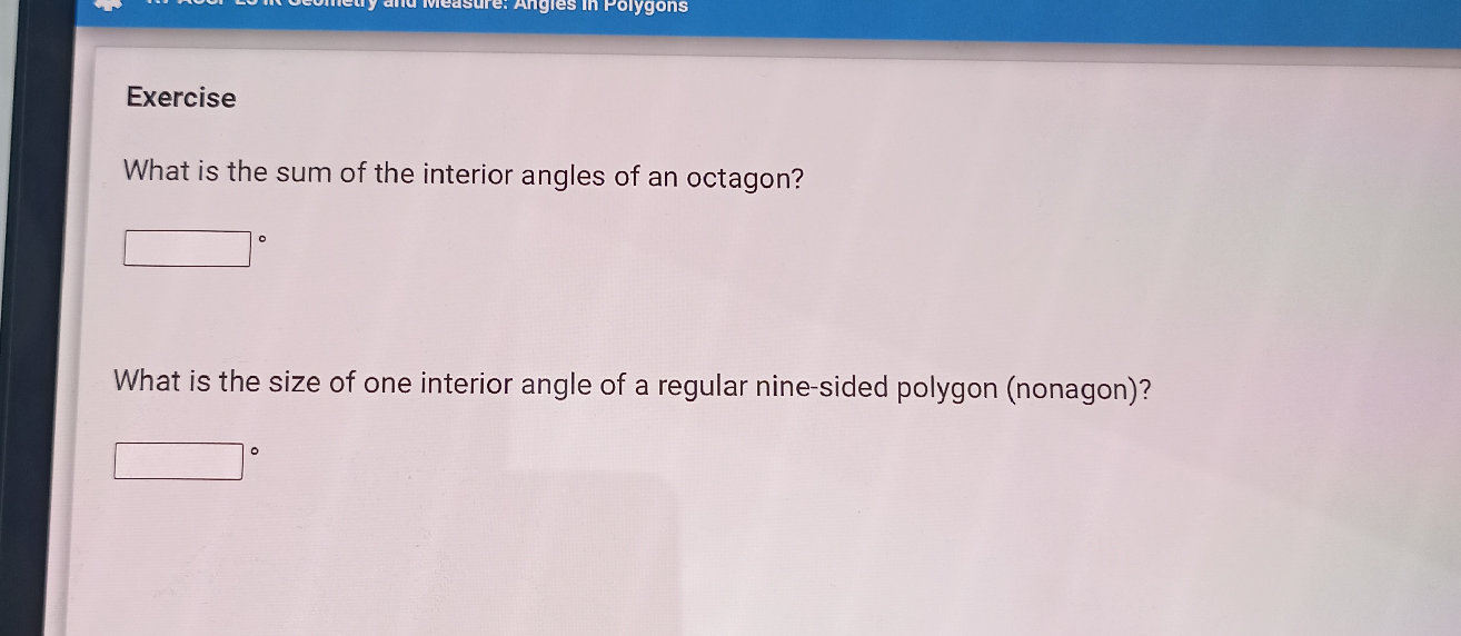 Exercise 1. What is the sum of the interior | StudyX