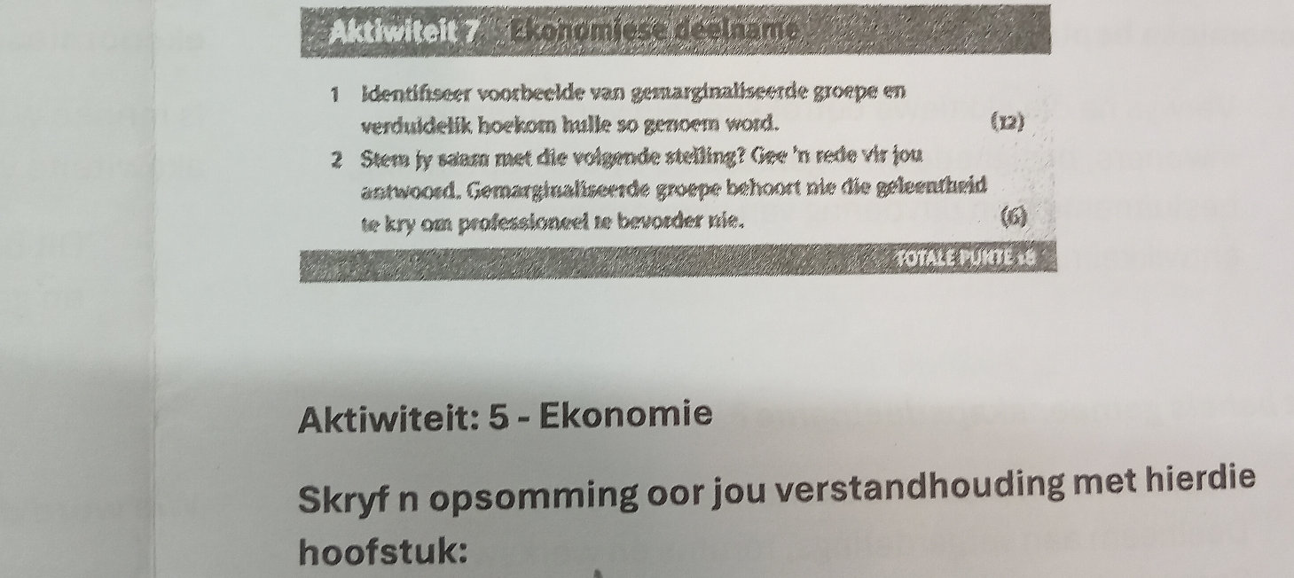 Aktiwiteit 7: Ekonomiese deelname 1 | StudyX