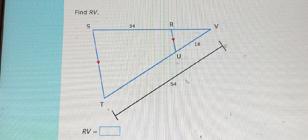 Find $RV$. In the figure, the line segment | StudyX