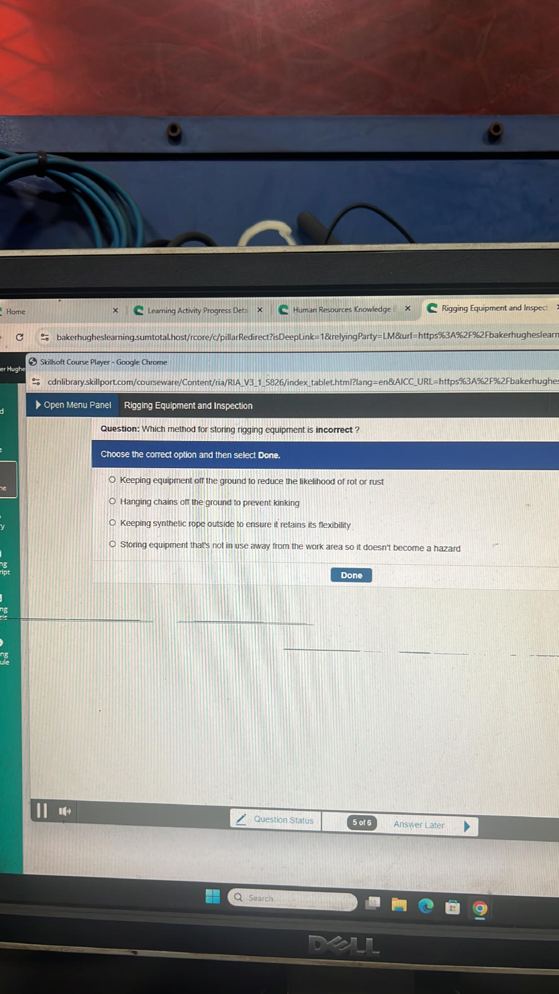 Question: Which method for storing rigging | StudyX
