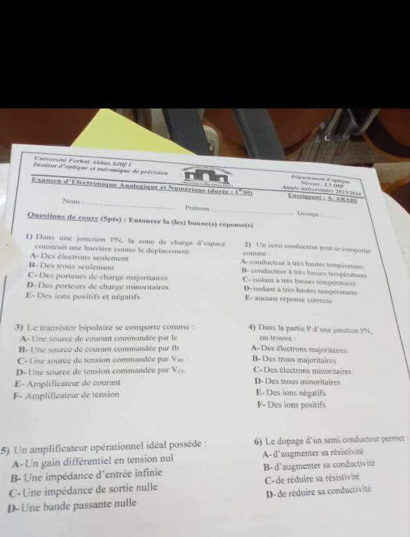 3) Le transistor bipolaire se comporte | StudyX