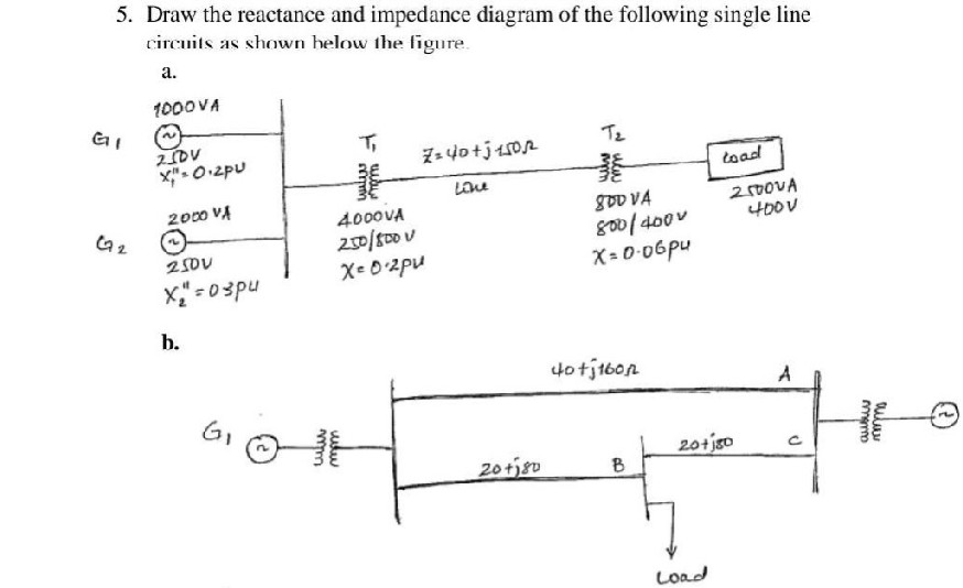 5. Draw the reactance and impedance diagram | StudyX