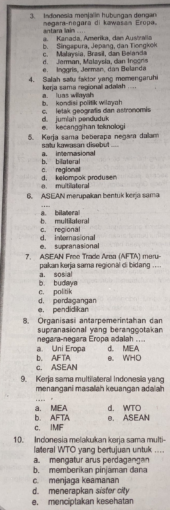 10. Indonesia melakukan kerja sama multi- | StudyX
