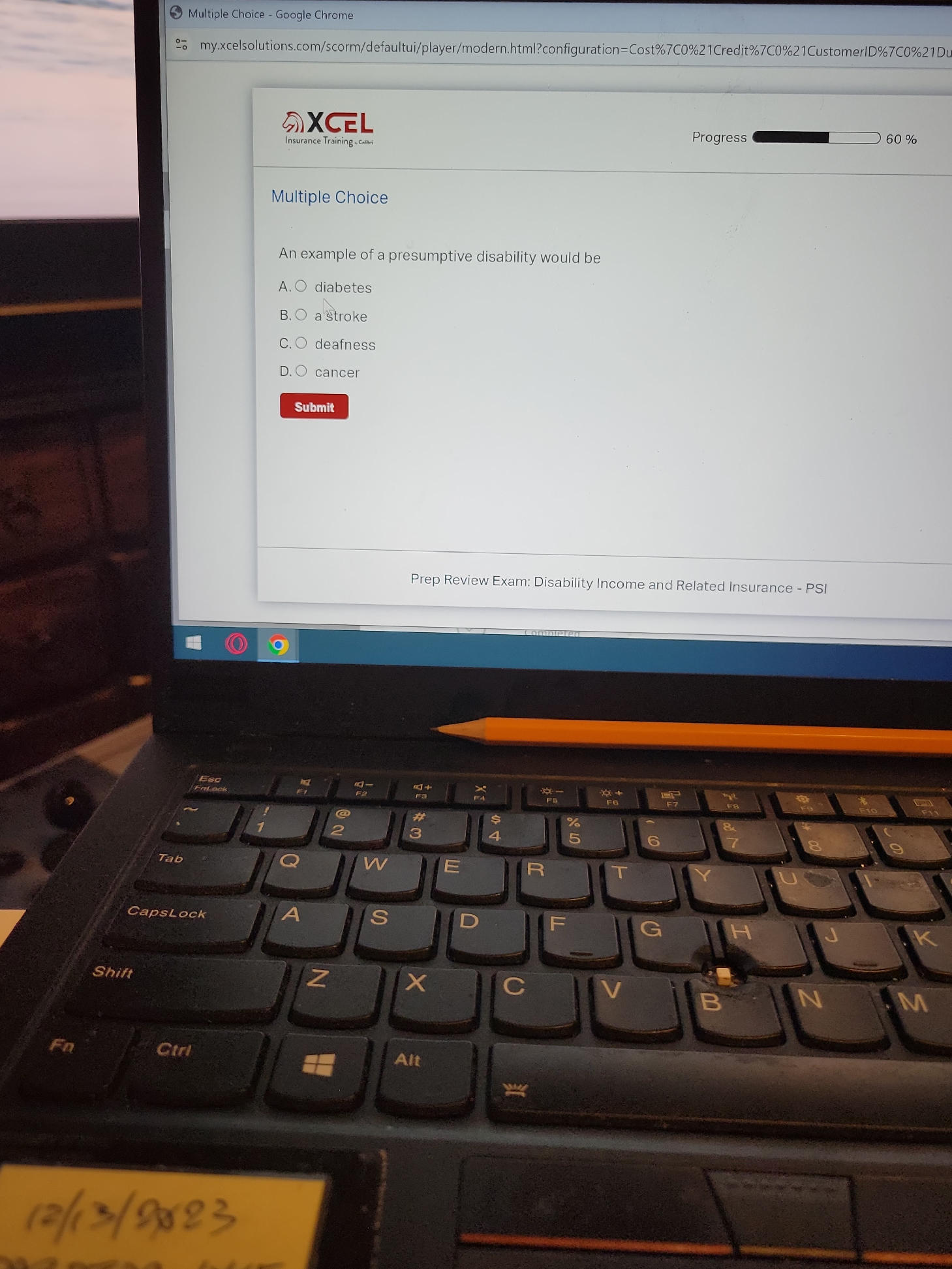 An example of a presumptive disability would | StudyX