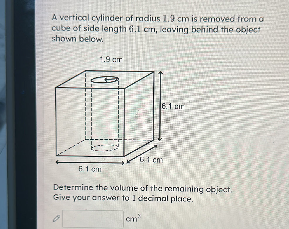A vertical cylinder of radius $1.9$ cm is | StudyX