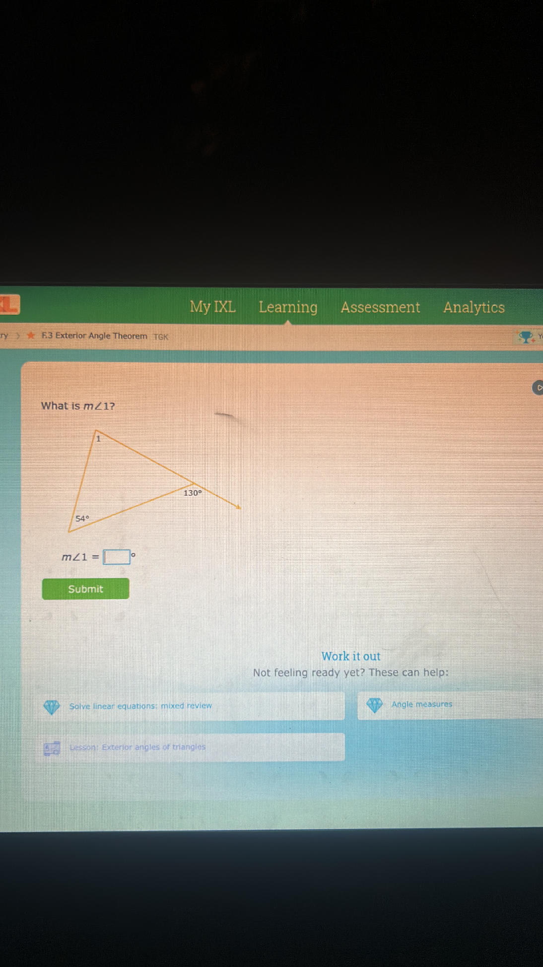 What is $m 1$? (Diagram shows a triangle | StudyX