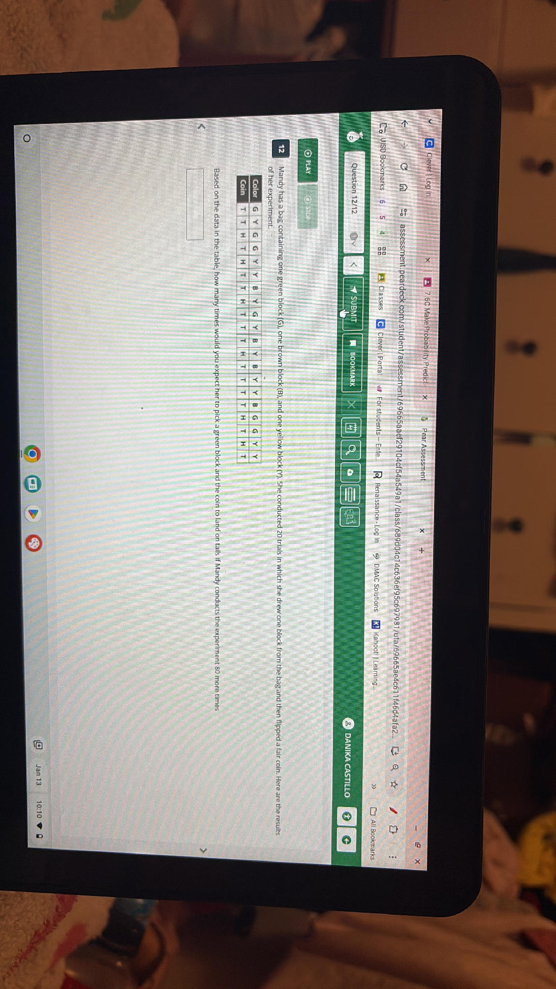 Mandy has a bag containing one green block | StudyX