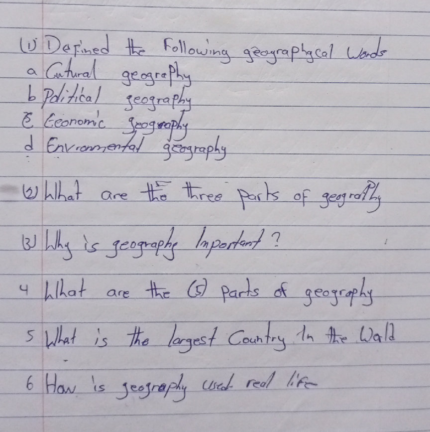 1) Defined the Following geographical Words | StudyX