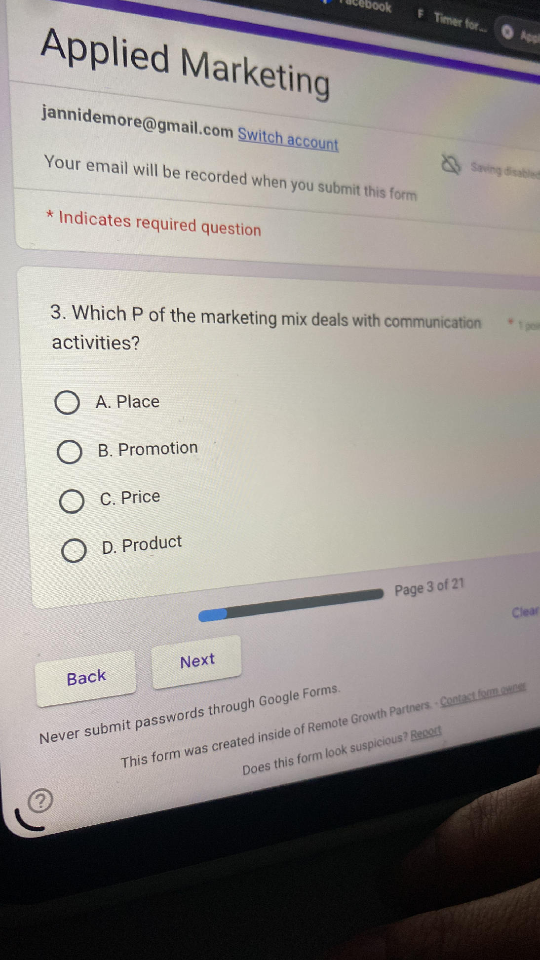 3. Which P of the marketing mix deals with | StudyX