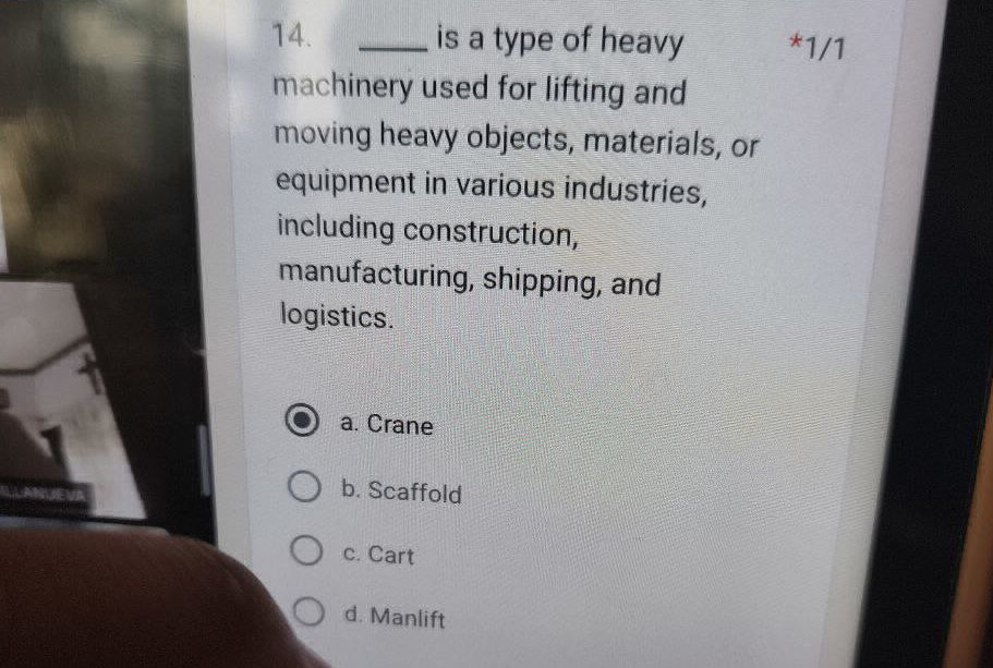 14. ______ is a type of heavy machinery used | StudyX