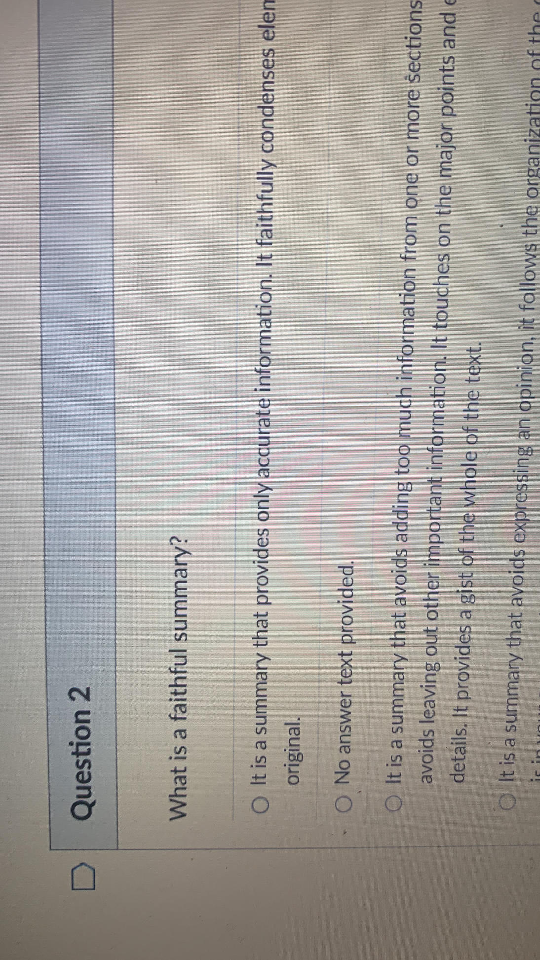 What is a faithful summary? It is a summary | StudyX