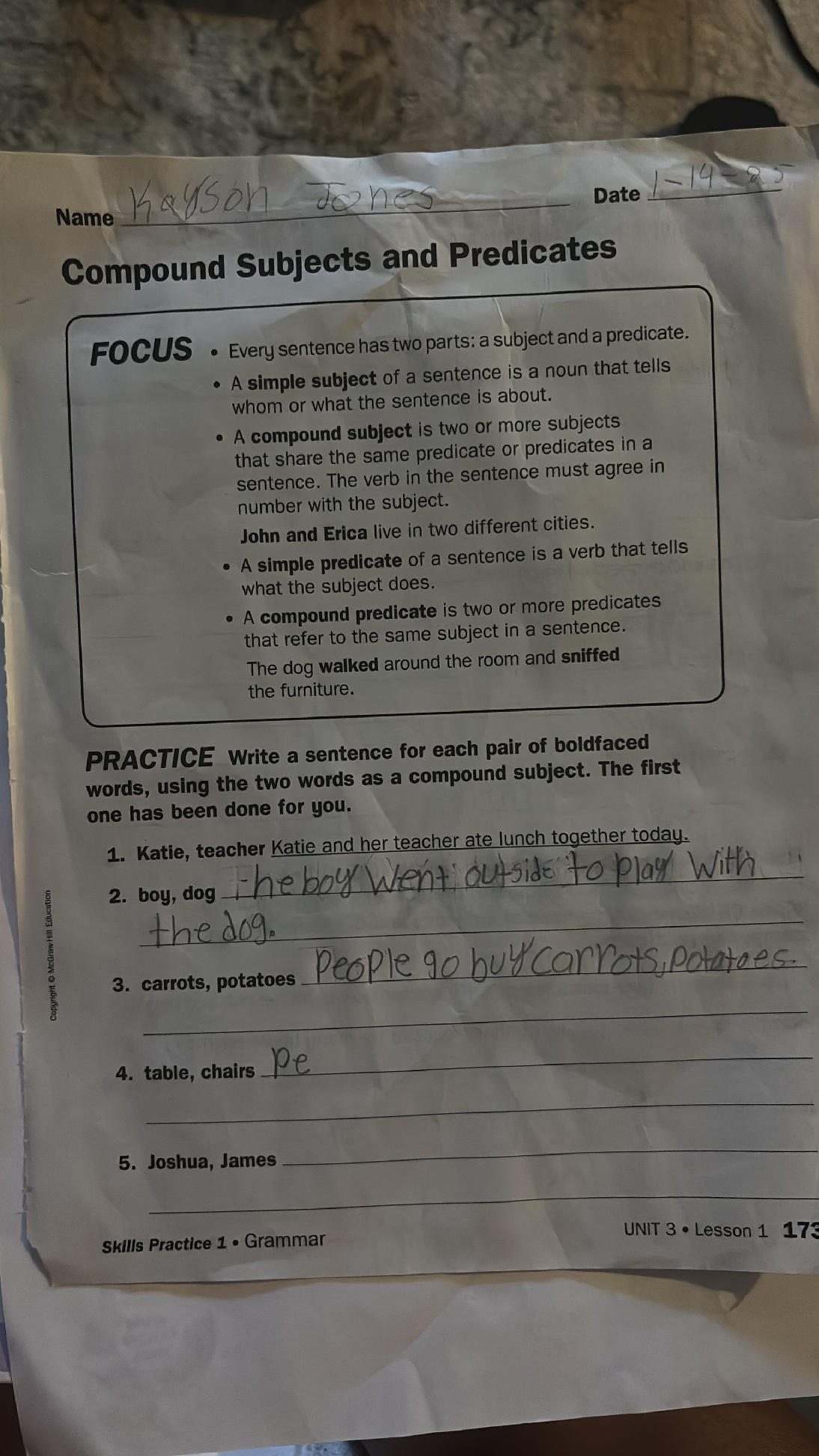 Compound Subjects and Predicates **FOCUS** | StudyX