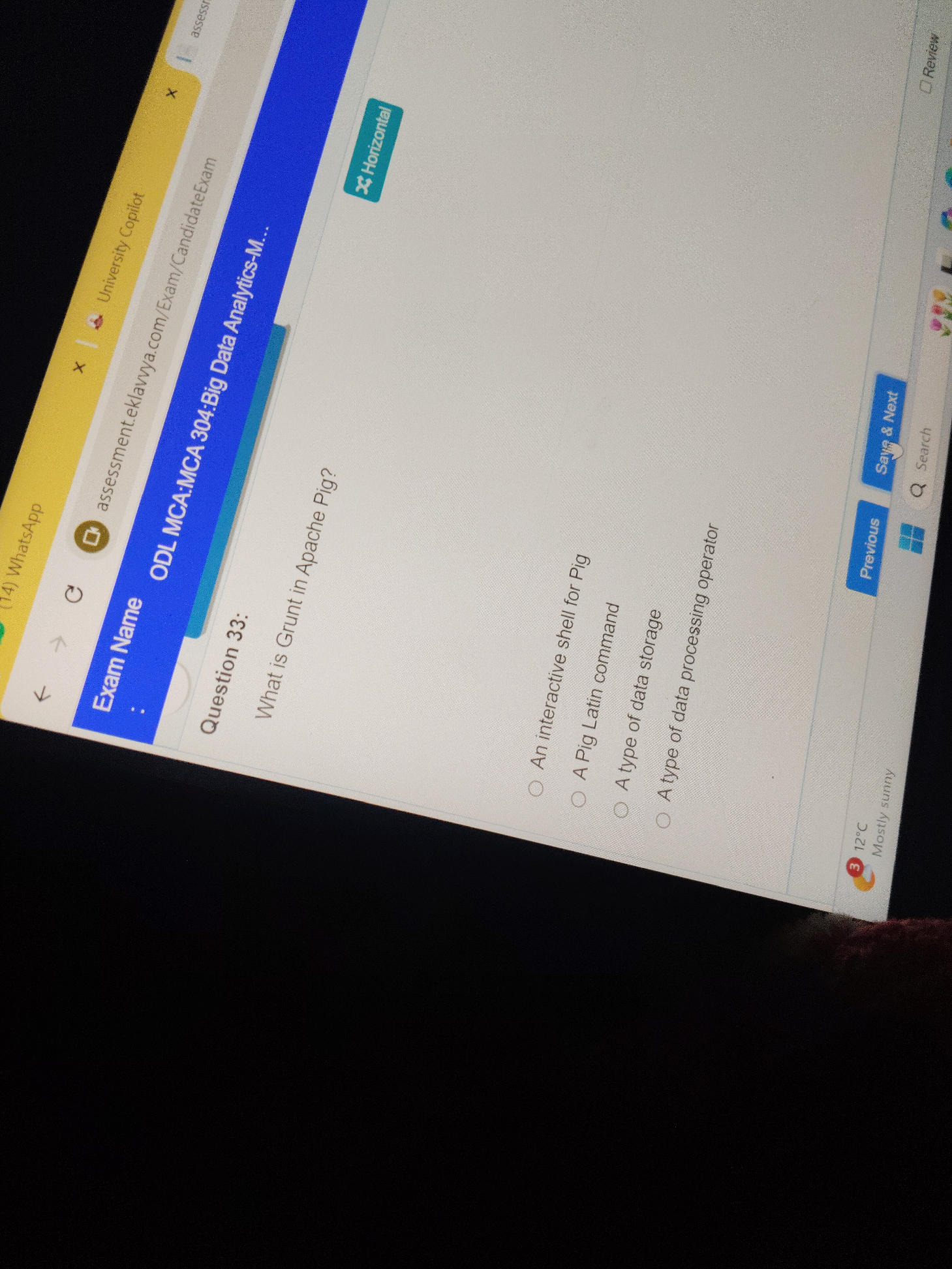 Question 33: What is Grunt in Apache Pig? | StudyX