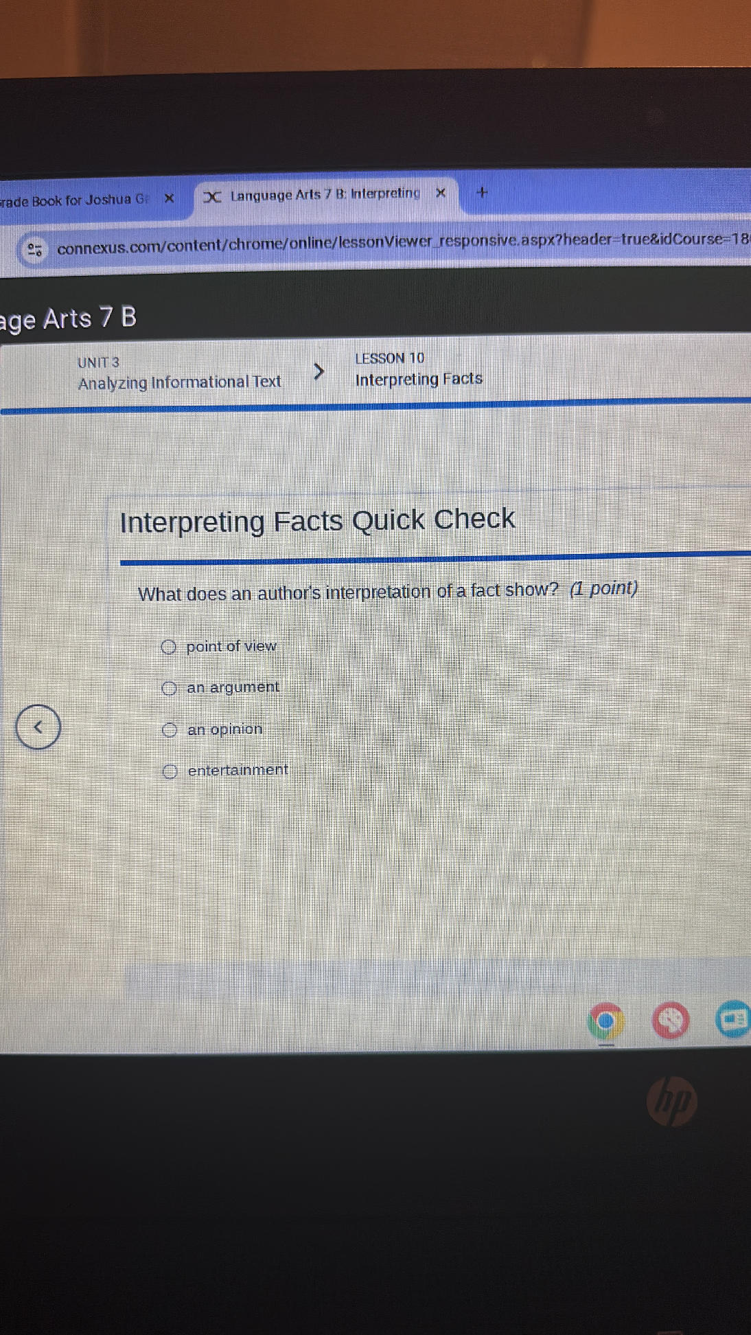 Interpreting Facts Quick Check What does an | StudyX