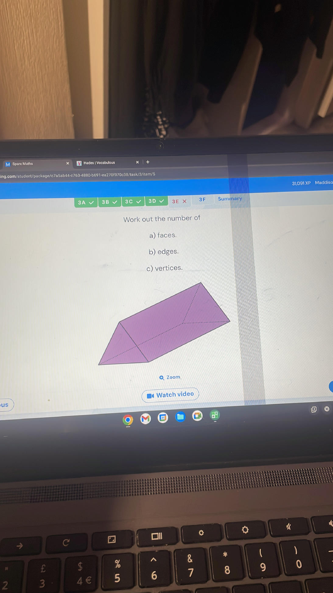 Work out the number of a) faces. b) edges. | StudyX