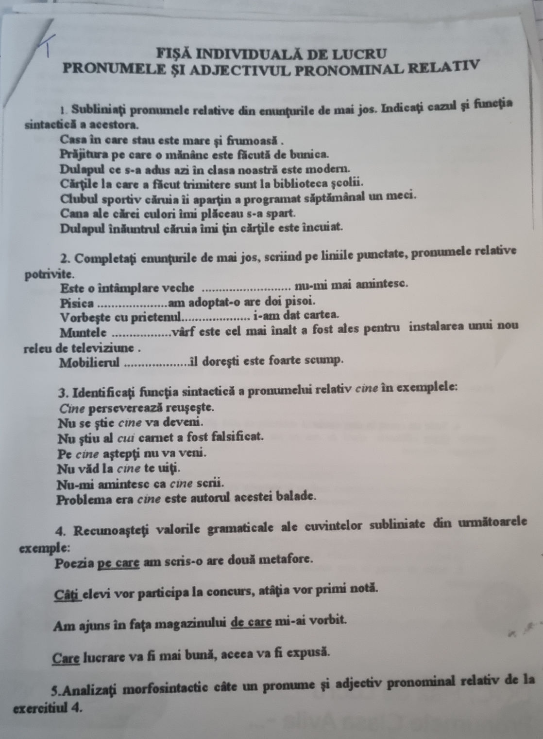 Completați enunțurile de mai jos, scriind pe | StudyX