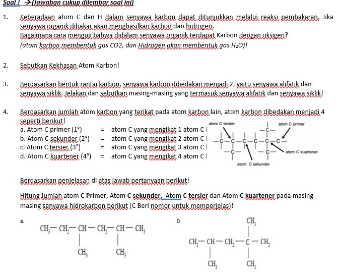 1. Keberadaan atom C dan H dalam senyawa | StudyX