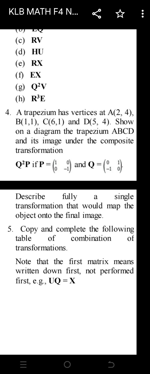 A trapezium has vertices at A(2, 4), B(1,1), | StudyX