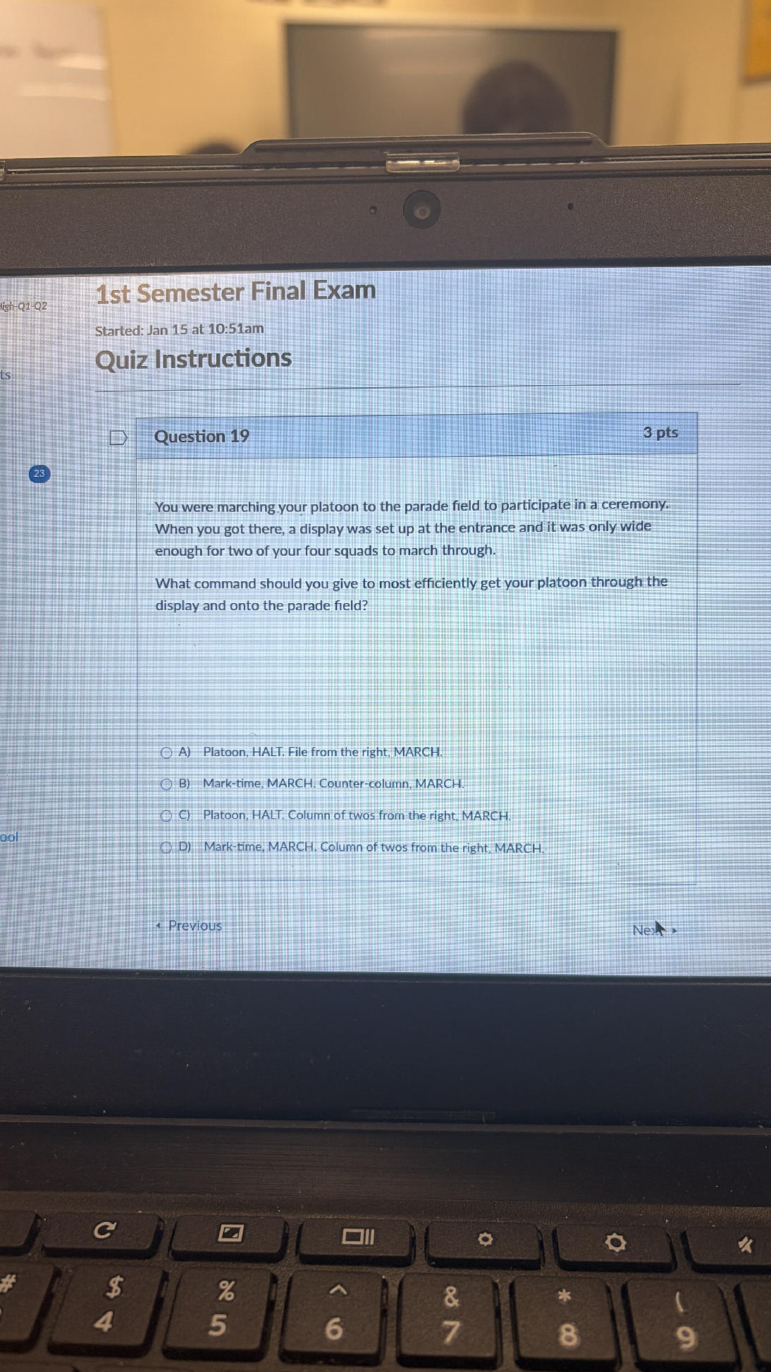 You were marching your platoon to the parade | StudyX