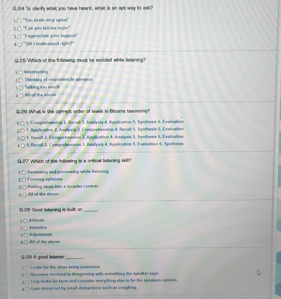 Q.26 What is the correct order of levels in | StudyX