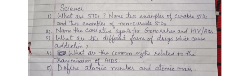 What are STDs? Name two examples of curable | StudyX