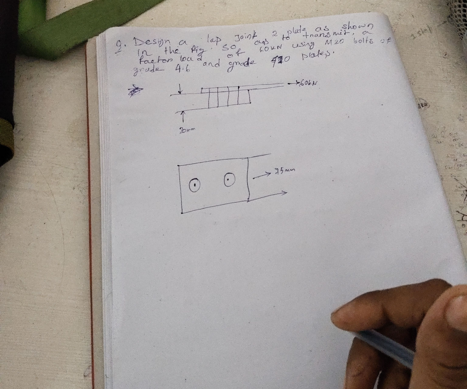 Design a lap Joint 2 plate as shown in the | StudyX
