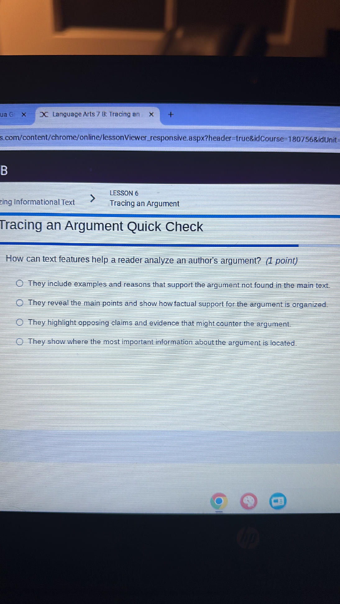 Tracing an Argument Quick Check How can | StudyX