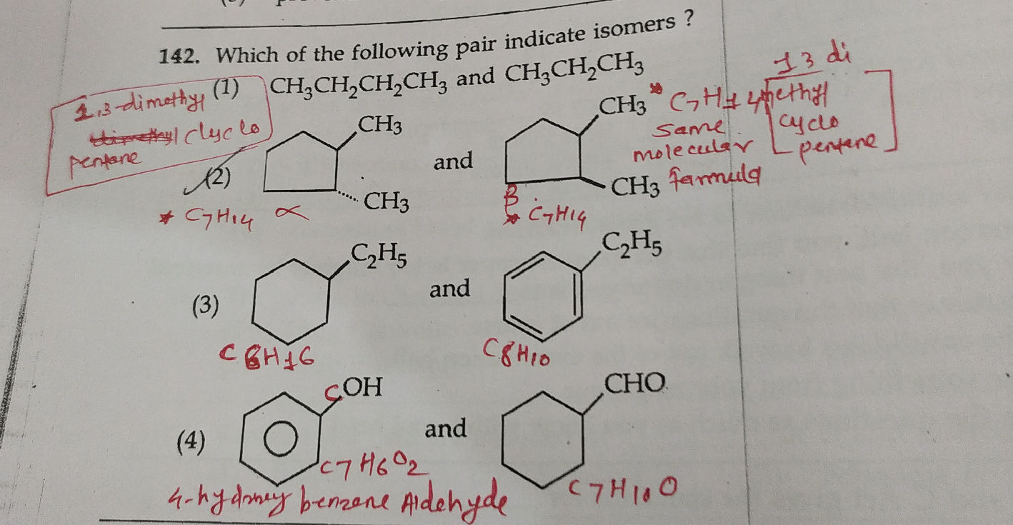 142. Which of the following pair indicate | StudyX
