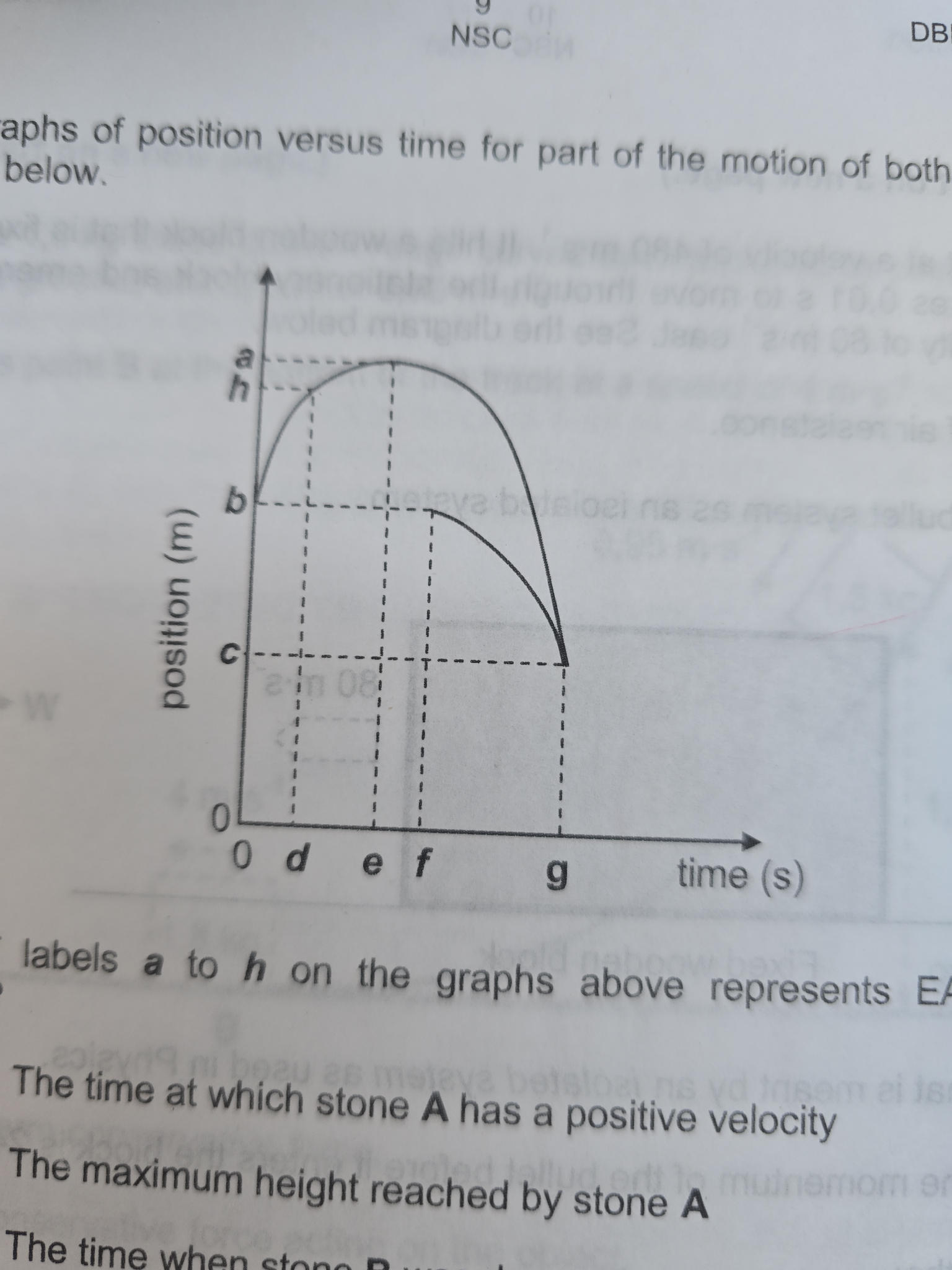graphs of position versus time for part of | StudyX