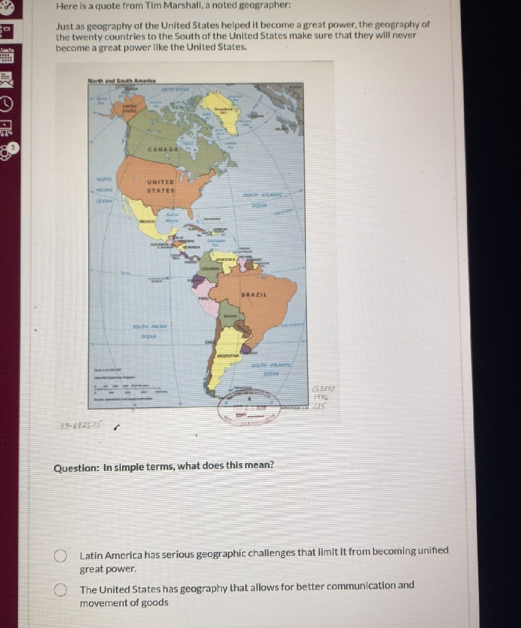 Here is a quote from Tim Marshall, a noted | StudyX