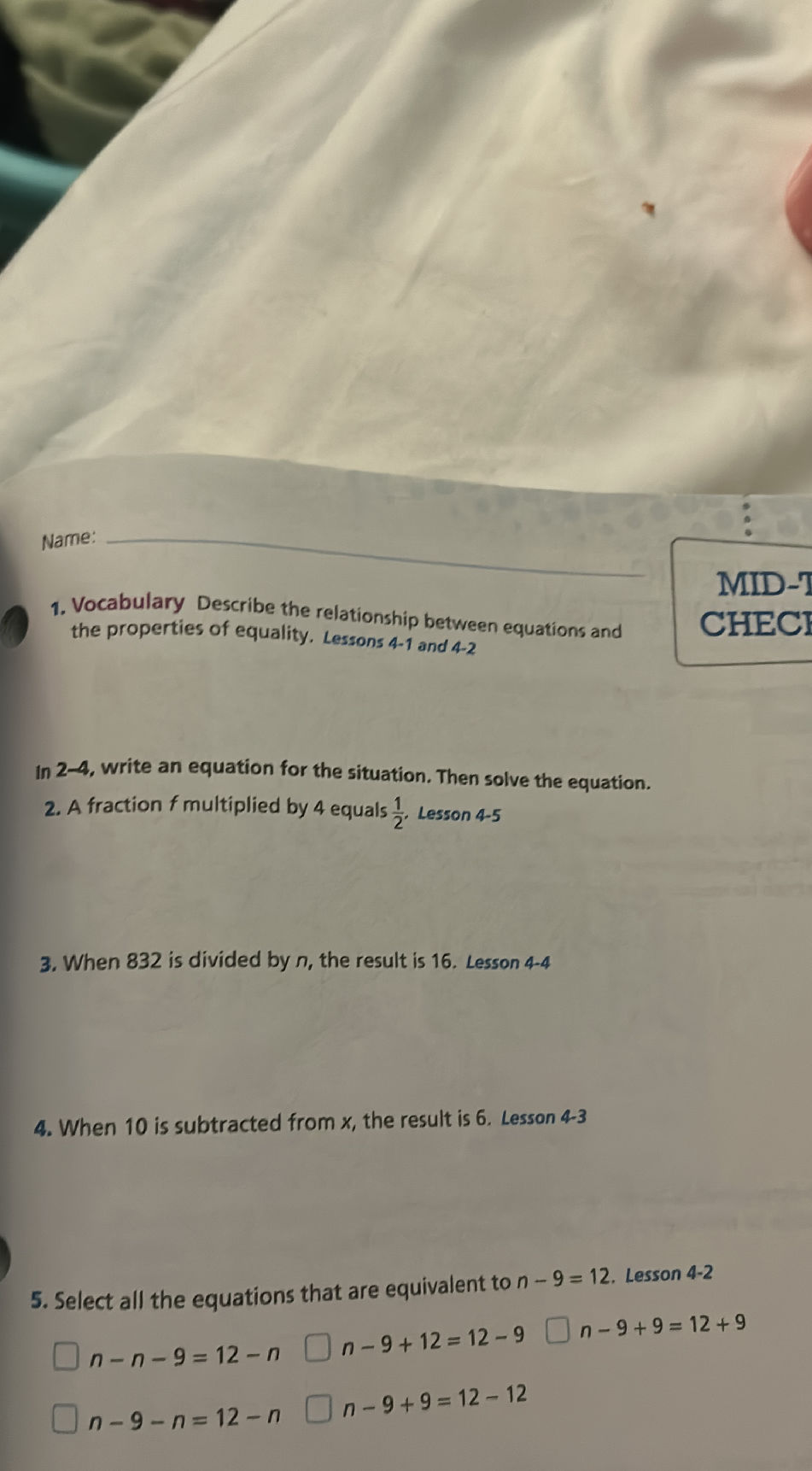 1. Vocabulary Describe the relationship | StudyX