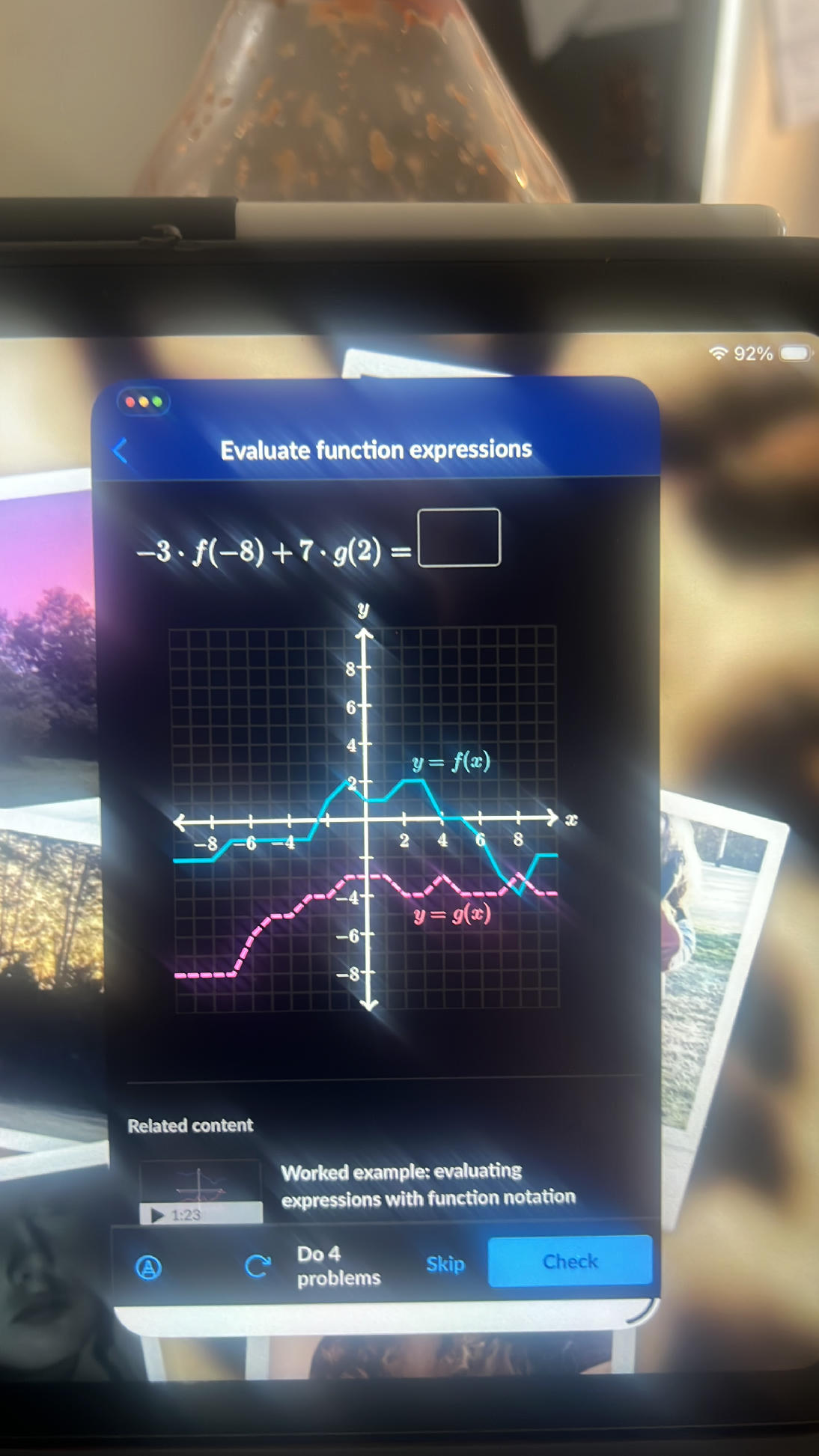 Evaluate function expressions $$-3 f(-8) + | StudyX