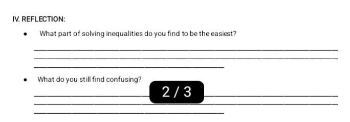 IV. REFLECTION: • What part of solving | StudyX
