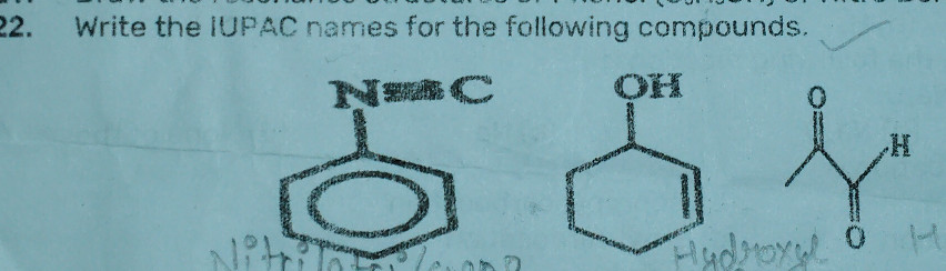 Write the IUPAC names for the following | StudyX